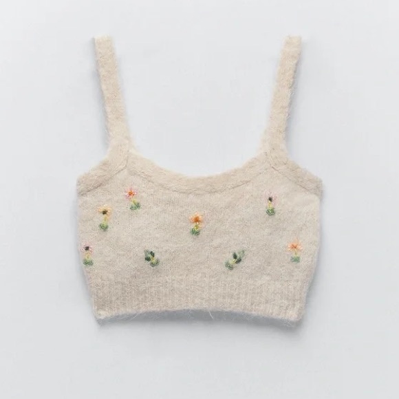 Zara | Tops | Zara Nwt Embroidered Beaded Crop Top Boho Cottagecore ...